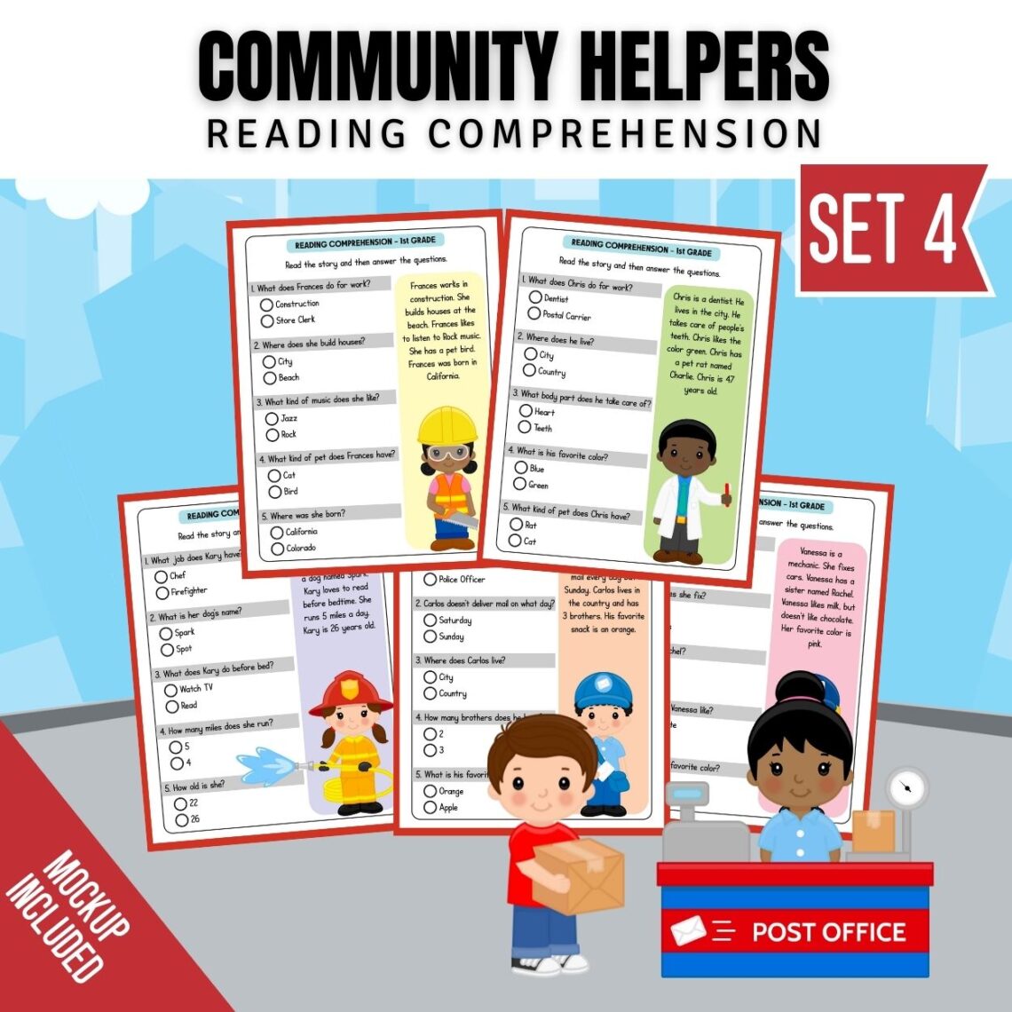 Grade 1/2 Reading Comprehension Worksheets - Community Helpers Set 4 ...