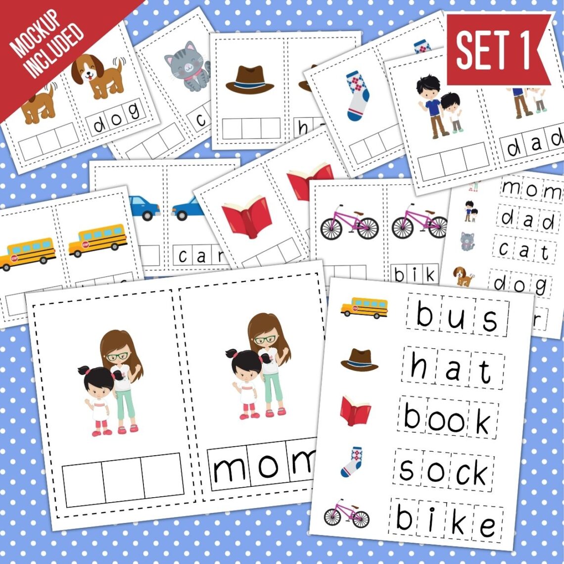 Elkonin Boxes / CVC Words Worksheets Set 1 » Surf And Sunshine Designs