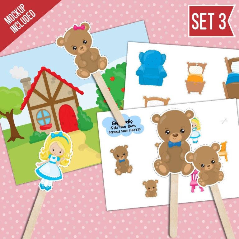 Goldilocks And The Three Bears Popsicle Stick Puppets Printable Set 3 ...