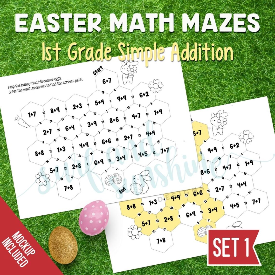 Easter Themed Grade 1 Addition Math Maze Set 1 » Surf And Sunshine Designs