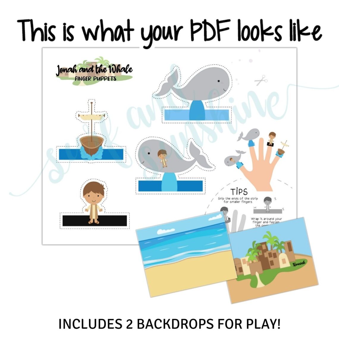 Jonah And The Whale Finger Puppets Set 4 » Surf And Sunshine Designs