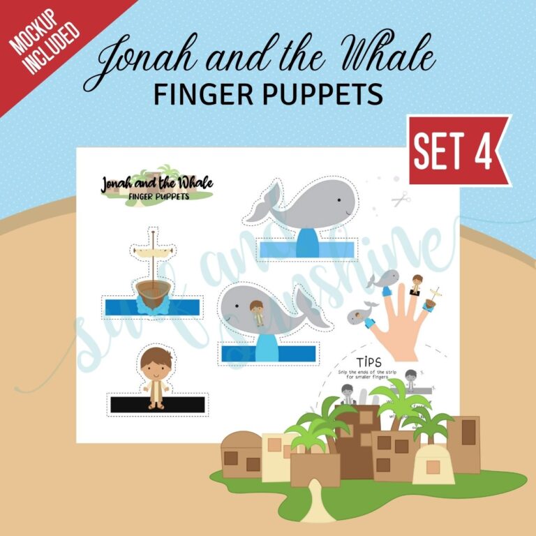 Jonah And The Whale Finger Puppets Set 4 » Surf And Sunshine Designs
