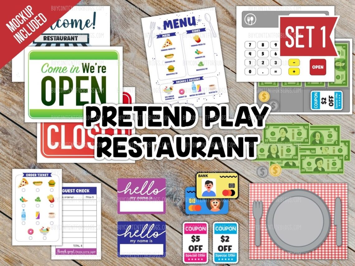 Deluxe Pretend Play Restaurant Play Kit Set 1 » Surf And Sunshine Designs